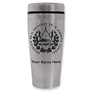 LaserGram 16oz Commuter Mug, Flag of El Salvador, Personalized Engraving Included
