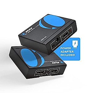 4K 1 in 2 Out HDMI Splitter by OREI - Ultra HD 4K @ 30 Hz 1x2 V. 1.4 HDCP, Power HDMI Supports 3D Full HD 1080P for Xbox, PS4 PS3 Fire Stick Blu Ray Apple TV HDTV - Adapter Included