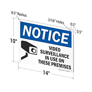 SmartSign "Notice - This Area Is Under 24 Hour Video Surveillance" Sign | 10" x 14" Aluminum