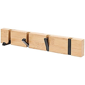 KYSMOTIC Coat Rack Wall Mounted, Modern Coat Hooks Wall Mounted with Folding Hooks, Space-Saving Coat Hanger for Coats, Purses, Key – Wooden 4 Hooks