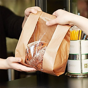 10 Pack Large Paper Bread Bags for Homemade Sourdough Loaves Bread Bags with Window for Homemade Bread Gift Giving, Sourdough Bread Packaging Storage with Label Seal Stickers(13.7x8.2x3.5 inch)