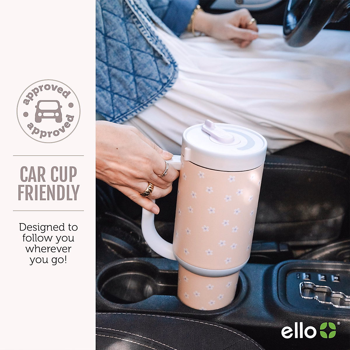 Ello Oasis 30 oz Tumbler with Handle & Retracting Straw | Reusable Insulated Stainless Steel Cup 100% Leakproof, Gifts for Teens Women Men | Keeps cold for 20 Hours, Cup Holder Friendly, Grayscale