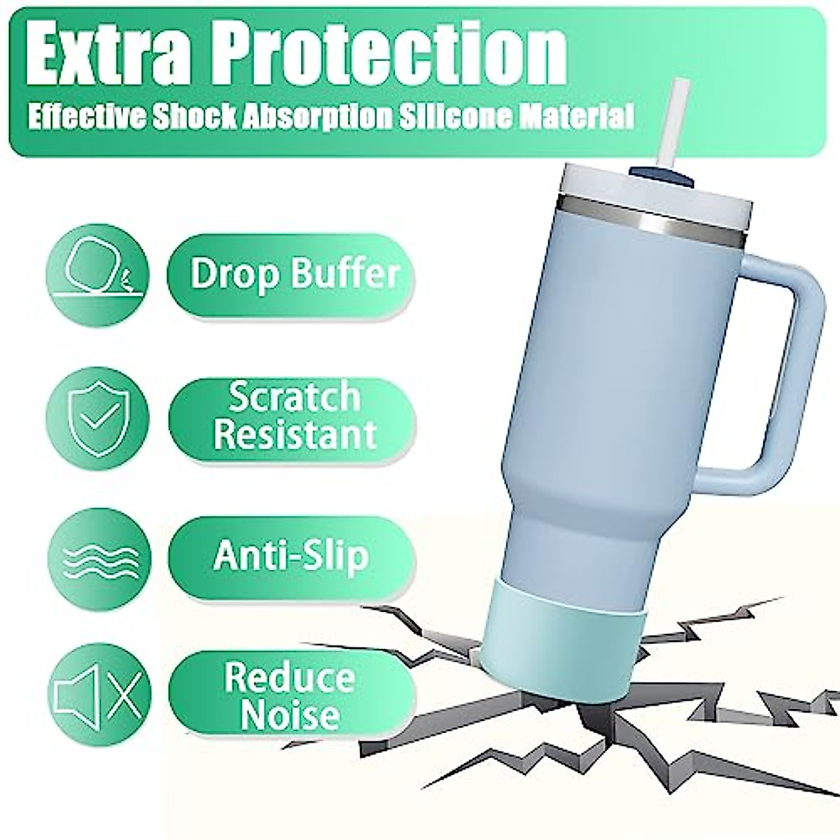 3Pcs Silicone Boot Sleeve For Stanley Quencher Tumbler 30 Oz 40 Oz & IceFlow 20oz 30oz & Hydro Flask Water Bottle 12-24oz,Protective Water Bottle Cup Bottom Bumper Cover For Stanley Cup Accessories.