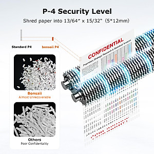 Bonsaii Paper Shredder for Office, 110-Sheet Autofeed & 12-Sheet Manual Micro Cut Heavy Duty Paper Shredder, P-4 Auto Feed Paper and Credit Card Shredder with 4 Casters, 6.1 Gal Transparent Bin C233-B