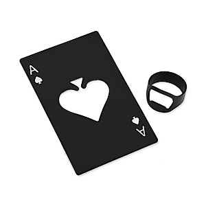 DS. DISTINCTIVE STYLE Bottle Opener Ring and Ace Poker Shaped Cap Opener Lightweight Stainless Steel Credit Card Size Beer Soda Bottle Opener - Black - Bar World Cup Party Supplies
