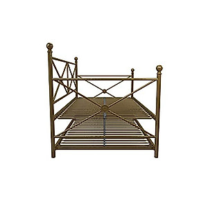 DHP Lina Metal Daybed with Trundle, Twin Size Sofa Bed Frame, Gold