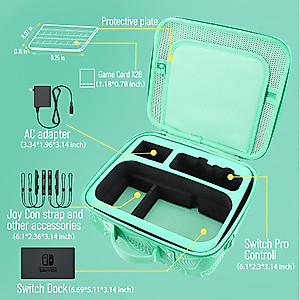 Carrying Case for Nintendo Switch Hard Shell Protective Travel Leaf Crossing Deluxe Storage Bag with Shoulder Strap for Switch Console and Accessories