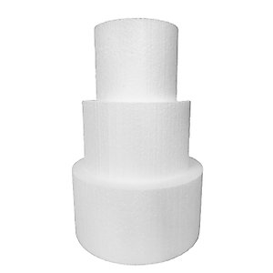 Shape Innovation - Round 5" Cake Dummy set - Set Of 3, Each 5" High By 6", 8", & 10" Round - Perfect for wedding cakes, birthday cakes, display cakes, window displays, parties