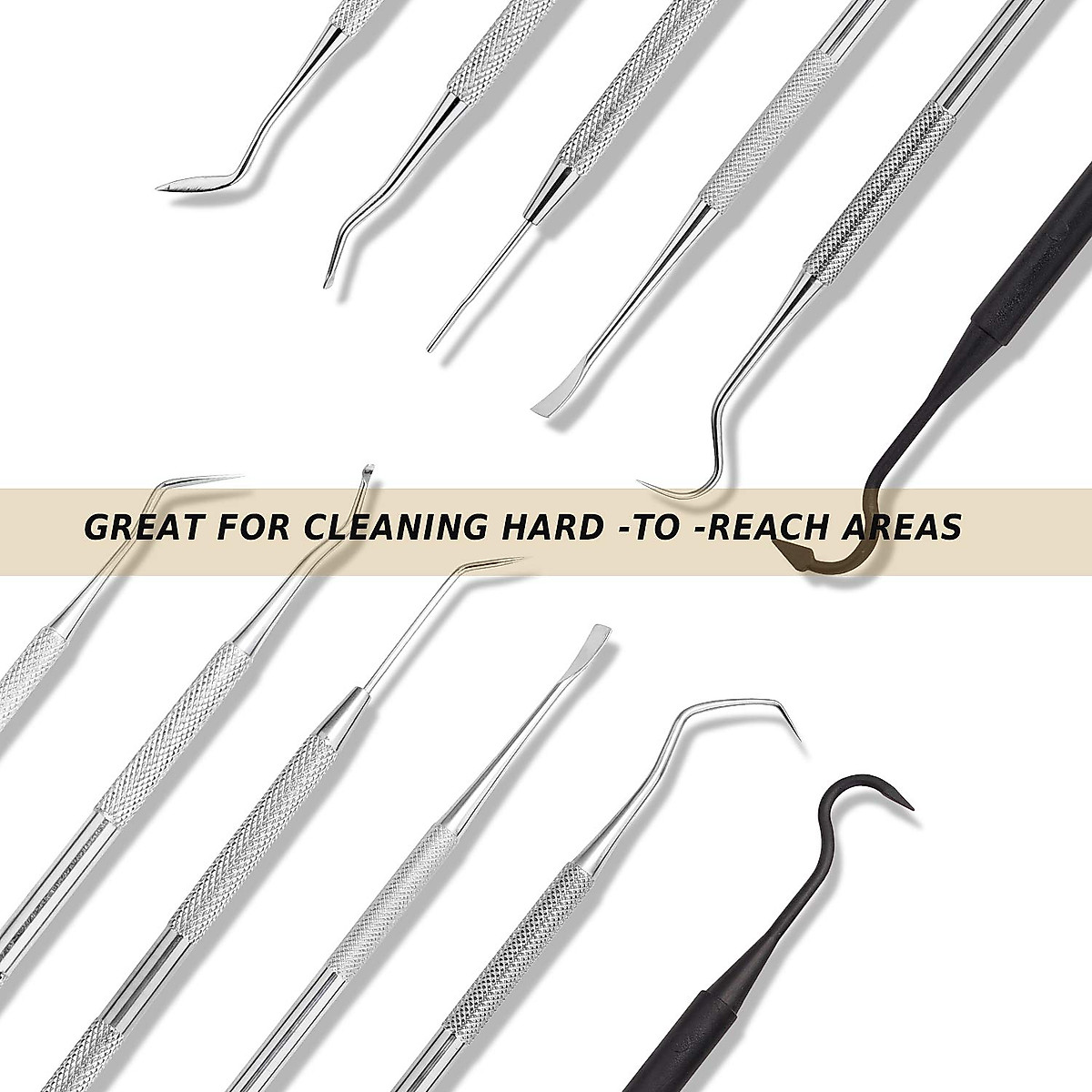 EAmber Gun Cleaning Brushes Picks Kit Set Brass Copper Steel Nylon Stainless Steel Ploymer Pick Set Bristle Brushes (Stainless-Steel)