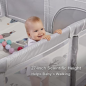 Calody Baby Playpen, Playpen for Babies, Extra Large Play Yard for Infants Toddlers, Indoor Safety Kids Activity Center, Anti Fall Baby Fence with Window Gates(79x59x27 Inches, Grey)