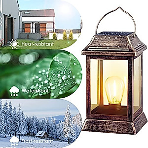 UBright Solar Lantern Solar Outdoor Lights Metal Solar Lights, Hanging Solar Lights Lanterns Outdoor Waterproof Solar Garden Lights Pathway Lights Solar Powered Lights for Patio Yard LED Bulb 2 Pack