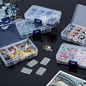 NBEADS 10 Pack 8 Grids Plastic Organizer Box, Clear Plastic Jewelry Dividers Box Organizer Mini Tackle Boxes Jewelry Storage Container for Beads Small Items Findings Storage, 2.7x4.7x0.89