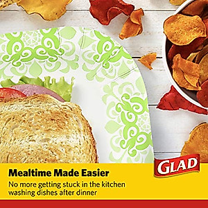 Glad Tabletop Square Disposable Paper Plates for All Occasions | Soak Proof, Cut Proof, Microwaveable Heavy Duty Disposable Plates | 50 Count (Pack of 1),Green