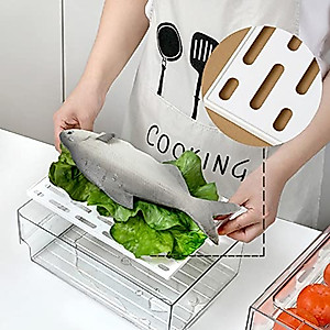 XIYAO 2 pack Stackable Fridge Organizer Bins Drawers With Vented Lids And Drain Tray ,Clear Pantry Organization and Storage,BPA-free Food Fruit Vegetables storage for Freezer, Cabinet, Kitchen, 11.8"x8.11"x4.5"