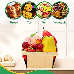 30 Pcs One Quart Wooden Berry Baskets Bulk 5.75 Inch Square Vented Wood Boxes Empty Wooden Baskets for Easter Gifts, Picking Fruit, Arts, Crafts and Decor