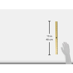 School Smart Single Beveled Metal Edge Wood Office/Desk Ruler, 18 in L X 1-1/4 in W x 1/4 in Thickness, Clear Lacquer - 081892