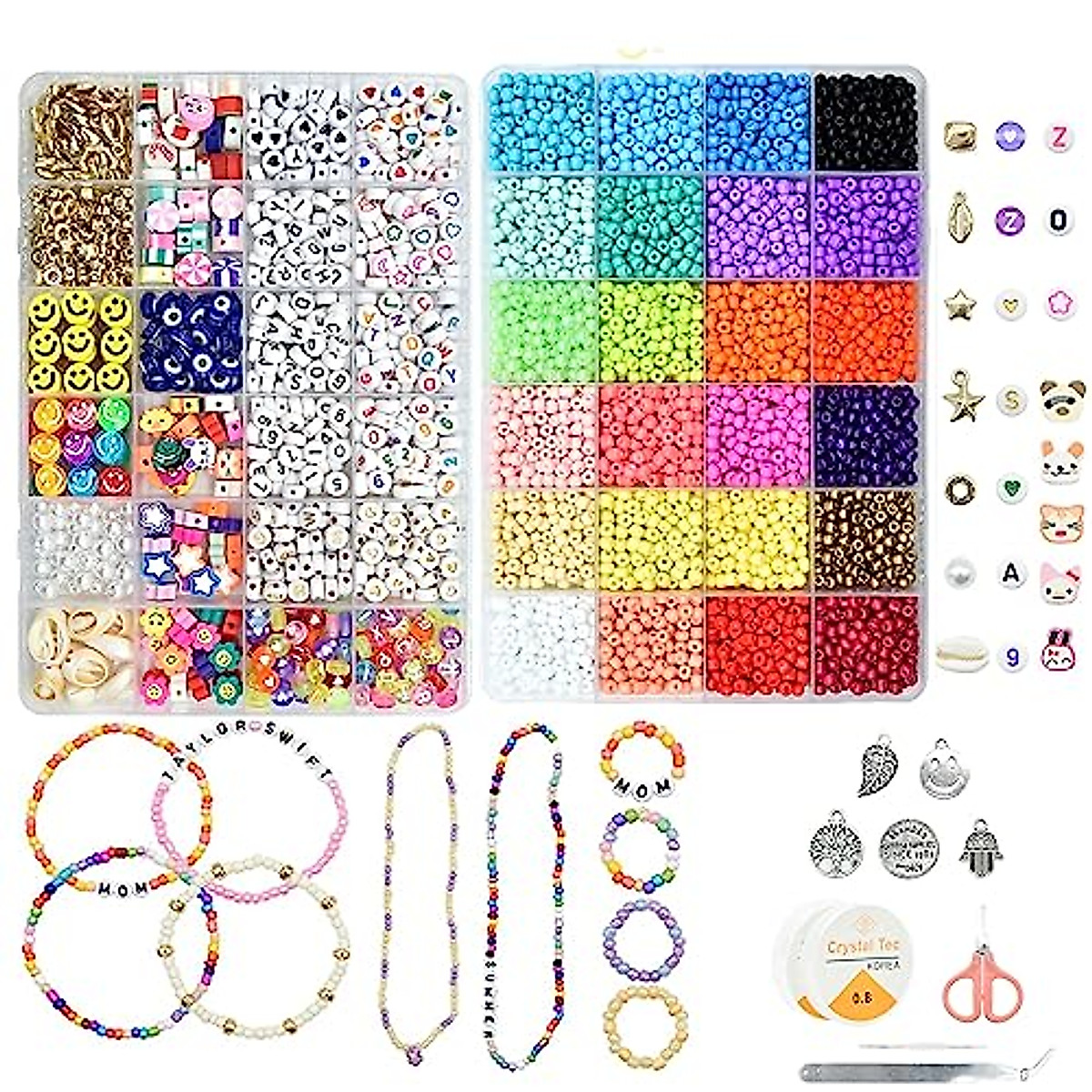 JOJANEAS 8800pcs 4mm Glass Seed Beads Bracelet Making Kit 24 Colors Small Beads for DIY Bracelets Necklace Jewelry Making Supplies