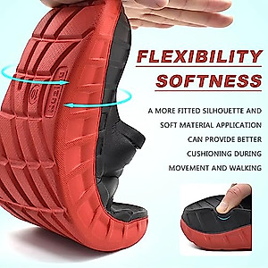 KuaiLu Mens Recovery Sandals Sport Comfort Cushion Athletic Slides Orthotic Plantar Fasciitis Open Toe Slip On Wide Width Thick Foam Sandles Summer Pool Beach Slippers Black Red Size 11