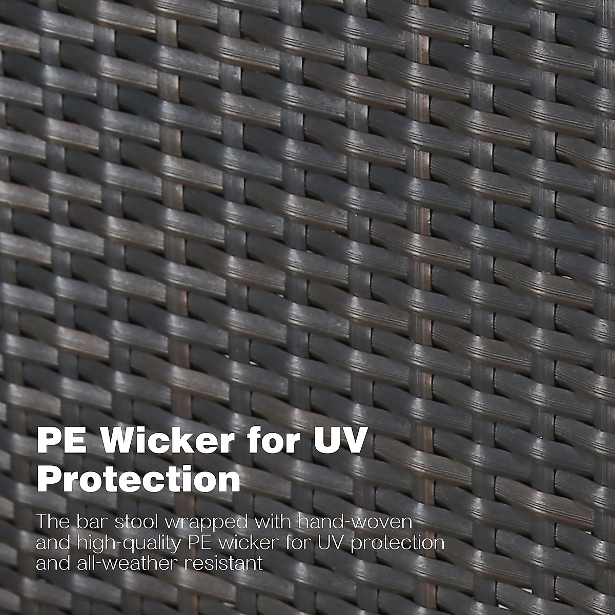 Patio Tree Outdoor Swivel Wicker Bar Chair with Soft Cushion, Steel Patio Bistro Stool