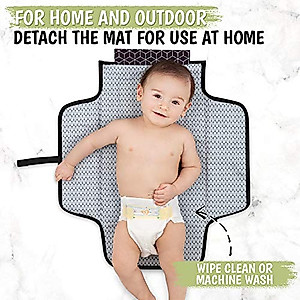 Portable Diaper Changing Pad - Waterproof Travel Changing Mat for Baby, Foldable Baby Diaper Clutch, Detachable Baby Travel Diaper Mat for Diaper Changing Station, Diaper Change Mat (Black Geo)