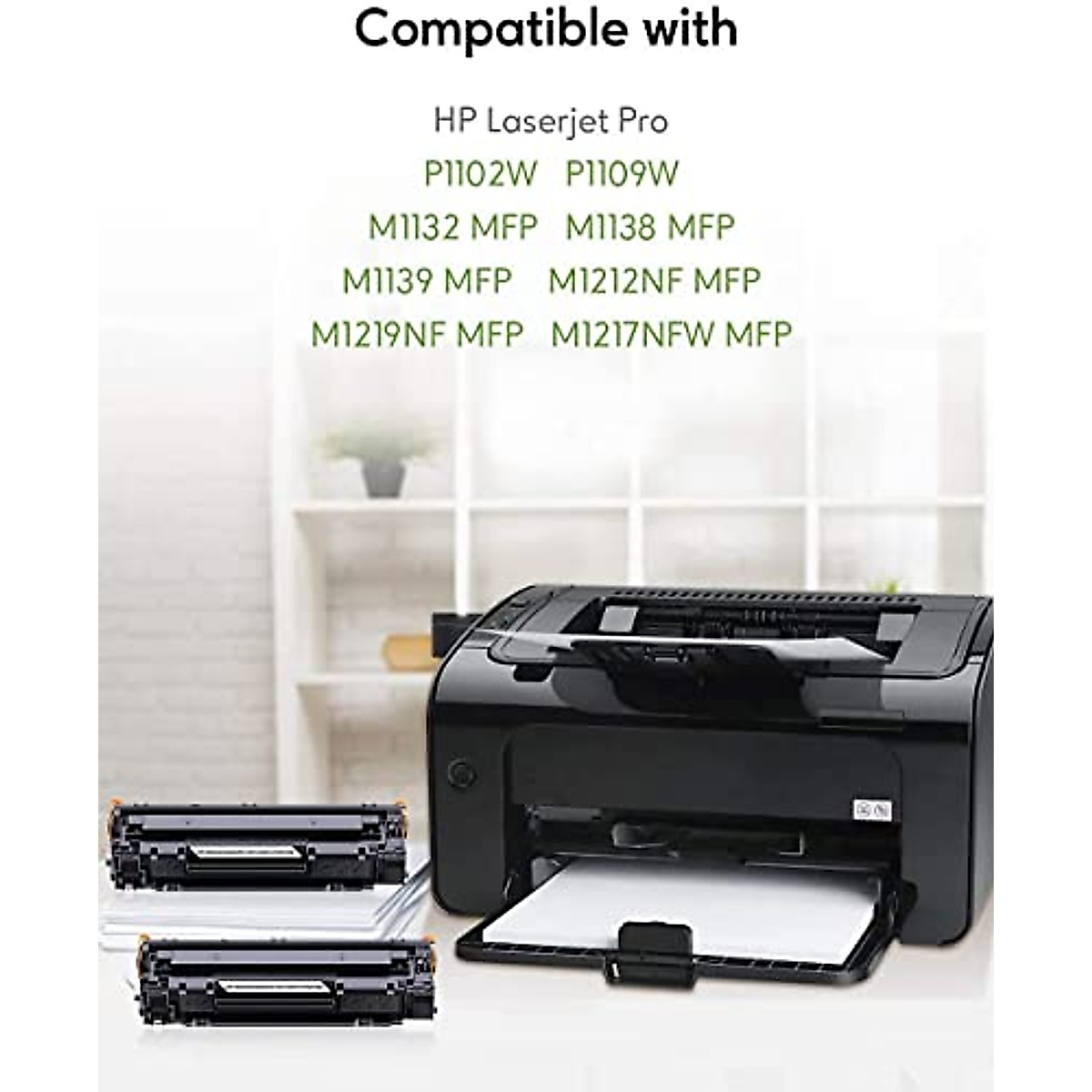 Compatible Toner Cartridges Replacement for HP 85A CE285A Compatible with Laserjet Pro P1102W P1109W M1212NF M1217NFW Printer (2 Black) 1