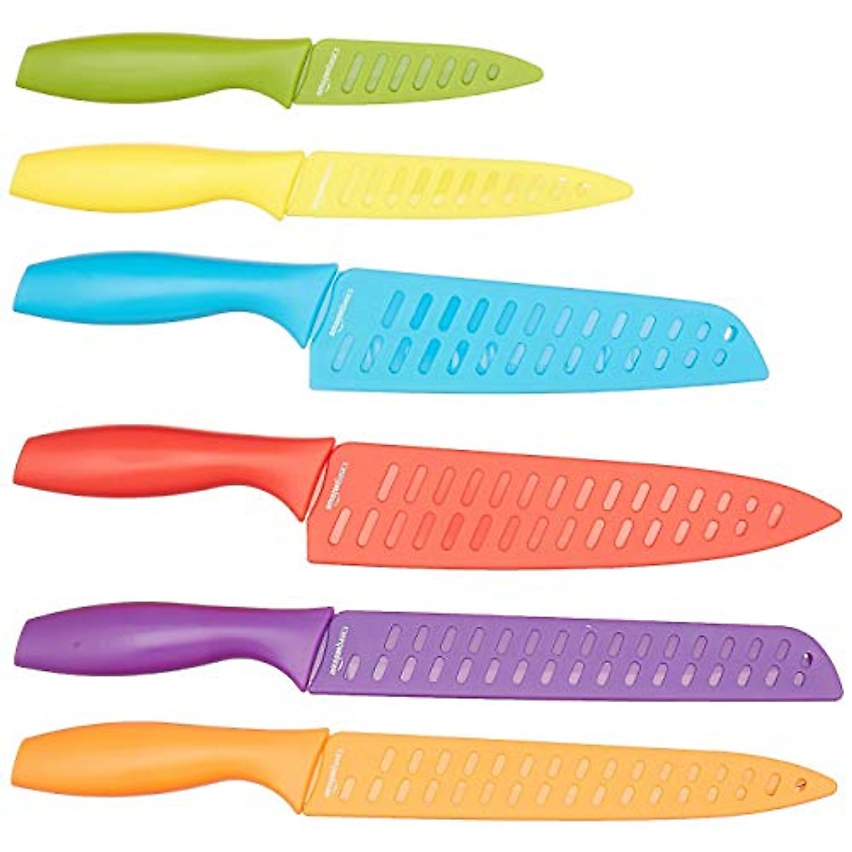 Amazon Basics 12-Piece Color-Coded Kitchen Knife Set, 6 Knives with 6 Blade Guards