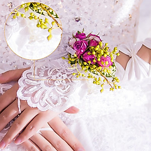 BLMHTWO 8PCS Elastic Pearl Corsage Bracelet, Stretch Wrist Corsage Band Pearl Wedding Wristlet Band DIY Wrist Corsage Bracelet Decor for Wedding Party Bride Bridesmaid Prom Flower