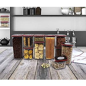 Neoflam Airtight Smart Seal Food Storage Container (Set of 3, Square) | Crystal Clear Body | Modular, Stackable, Nestable Design | Easy to Clean, BPA Free (0.6 L, 20.2 oz)