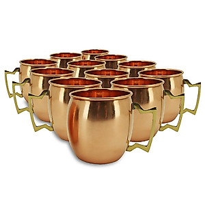 Set of 12 Modern Home Authentic 100% Solid Copper Moscow Mule Mug - Handmade in India