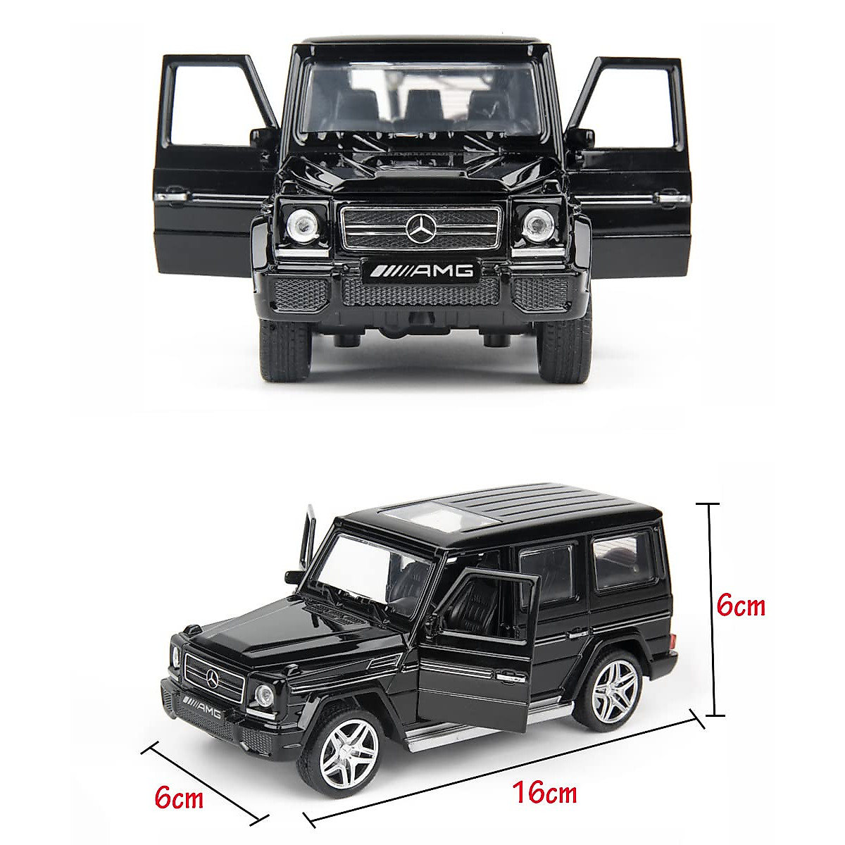 iLooboo Alloy Collectible Black Benz G65 AMG Toy Car Model Pull Back Die-Cast Vehicle with Lights and Sound