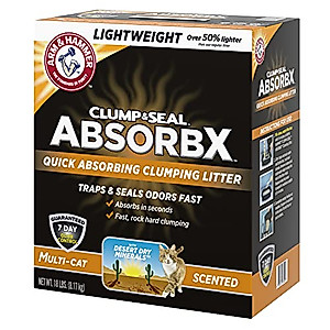 Arm & Hammer Clump & Seal AbsorbX Lightweight Quick Absorbing Scented Multi-Cat Clumping Cat Litter, 18 lb, Small