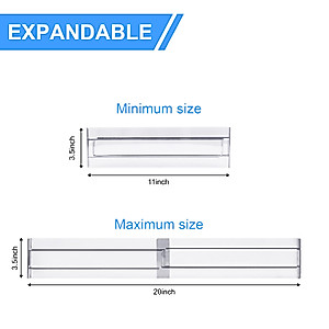 Voittozege 18 Pack Clear Drawer Dividers,Adjustable 3.5" High Expandable from 11-20" Acrylic Dresser Drawers Dividers, Clear Plastic Drawers Separators for Bedroom, Bathroom, Closet,Clothing, Office