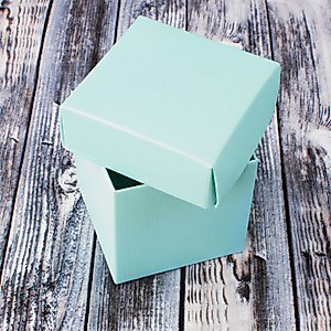 Mini Small Square Cube Robin's Egg Blue Gift Boxes with Lids for Party Favors, Decoration, Weddings, Birthdays, and more. 2" x 2" x 2" in Size. (10 Pack)