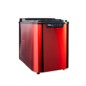 Danby DIM2500RDB Countertop Ice Maker, Makes 25 lbs Ice in 24 Hrs, Holds 2 lbs of Ice, Red Ice Machine with Electronic Controls, LED Display and Self Clean Function
