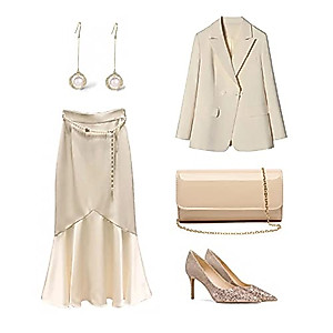 Patent Leather Envelope Clutch Womens Evening Handbag Stylish Shoulder Bag Purse for Christmas Wedding Party Prom (Nude-C) Standard