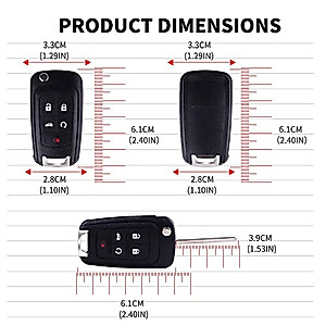 Key Fob Keyless Entry Remote Flip Car for Chevy Cruze Camaro Equinox Impala Malibu Sonic,Compatible with Buick Lacrosse Regal Verano Encore Allure/GMC Terrain (OHT01060512)