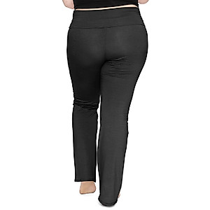 STRETCH IS COMFORT Women's Foldover Plus Size Yoga Pants Black 2X