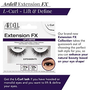 Ardell Extension FX L Curl False Eye Lashes to Lift & Define Eyes, 4 pack