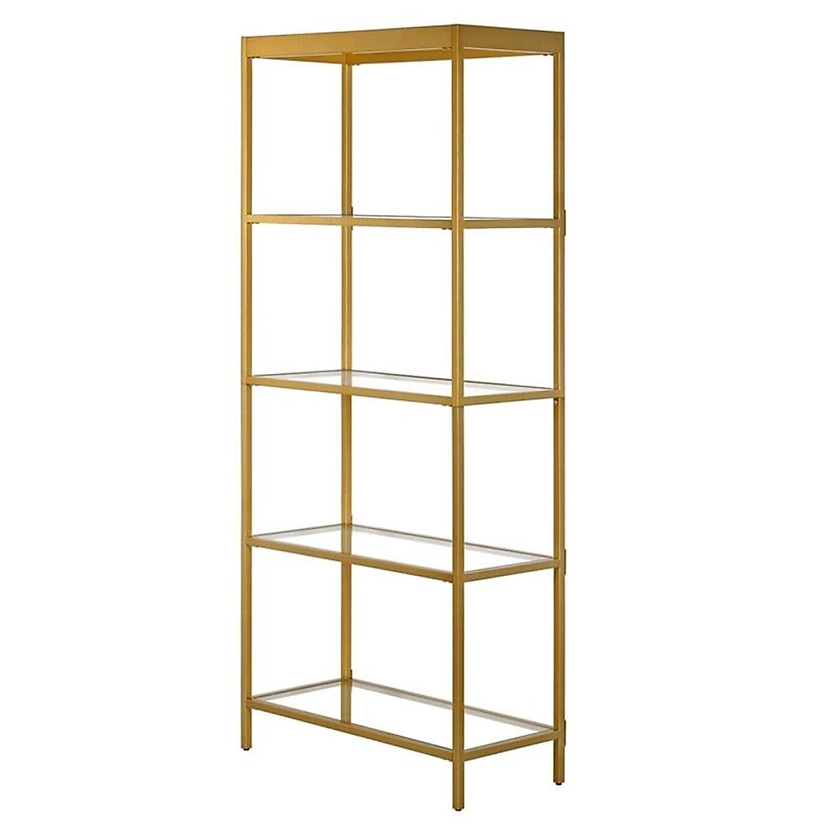 Henn&Hart 30" Wide Rectangular Bookcase in Brass, for Home Office, Living Room