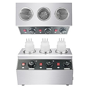 Electric Food Sauce Warmer, Commercial Sauce Heater Dispenser with Squeeze Sauce Bottle, Stainless Steel Hot Fudge Warmer Cheese Chocolate Sauce Warmer