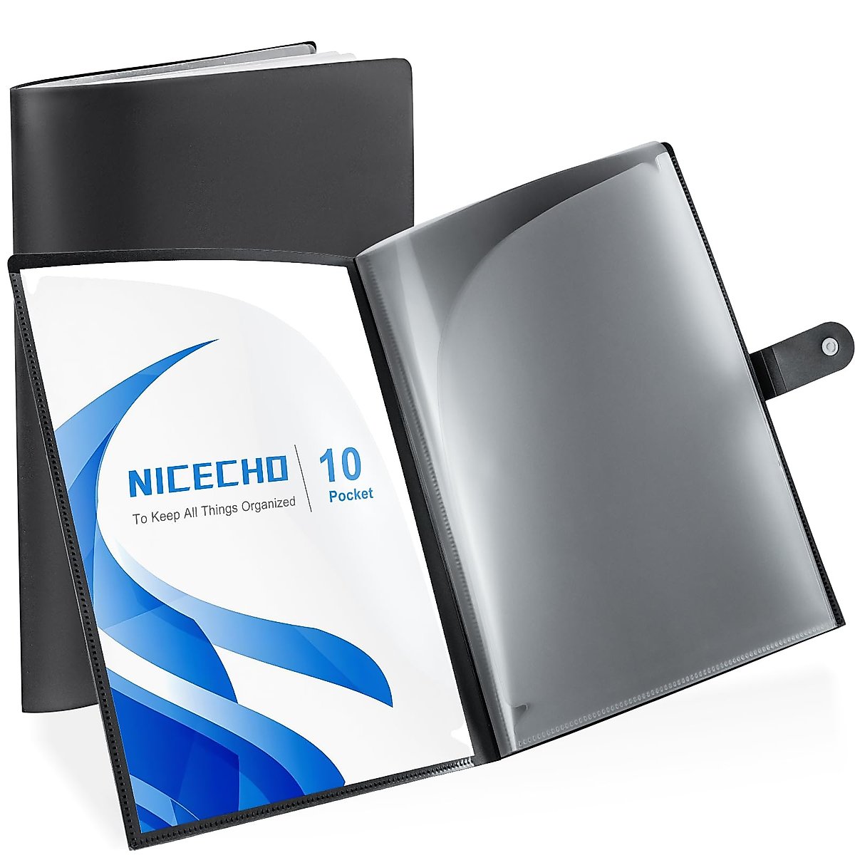 10 Pocket File Folder, Project Organizer Folders with Snap Button, A4 Letter Size Paper Document Organizer Accordian Filing Folder for Classroom, Home, Office and Travel
