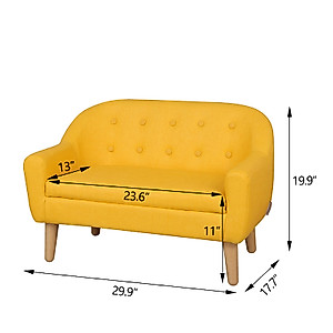 Getifun Kids Sofa Chair, Toddler Armchair Couch, PVC Upholstered Children Sofa with Wooden Legs for Baby Gift(30-Inch) (Yellow)