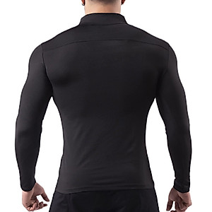 Men's 1/4 Zip Pullover Quarter Zip Fitted Running Shirt Long Sleeve Gym Quick Dry Lightweight Workout Tee Shirts(Black,Small)