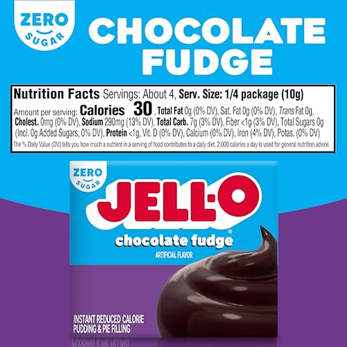 Jello Sugar Free Chocolate Fudge Pudding Mix 1.4oz Box(Packaging May Vary)