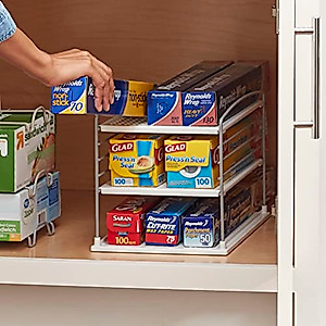YouCopia UpSpace Adjustable Box Organizer for Foil Wrap and Kitchen Cabinet Storage, Original, White