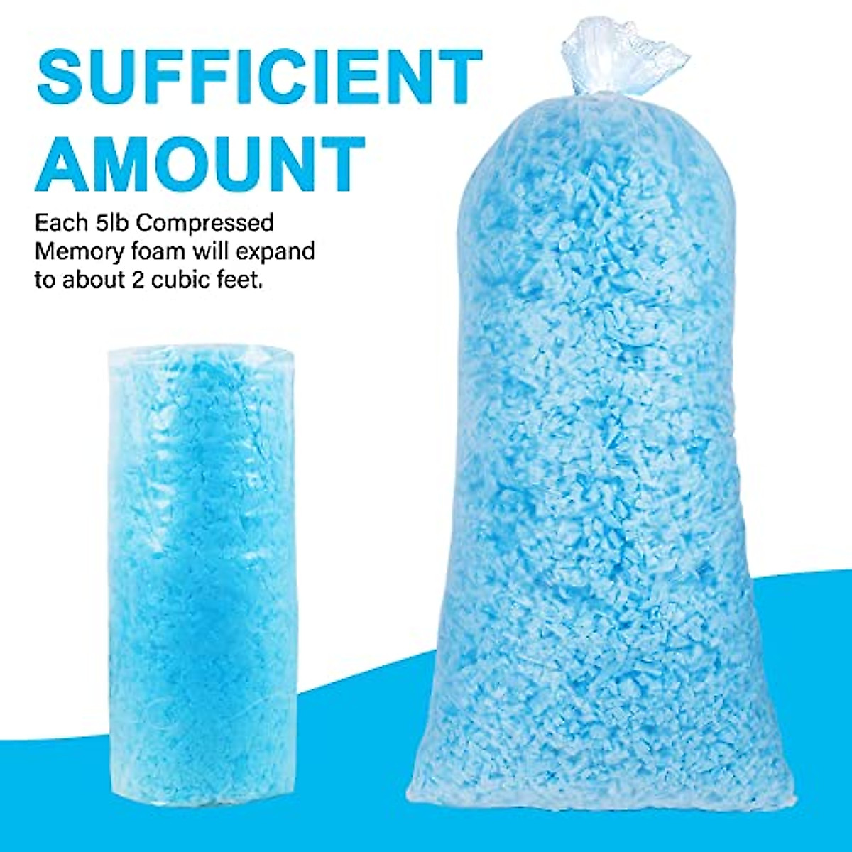 DR.DUDU 5lbs Shredded Memory Foam Filling for Bean Bag Filler, Soft and Convenient Pillow Stuffing Foam for Couch Cushion Dog Bed Chair Arts Crafts, Added Gel Particles