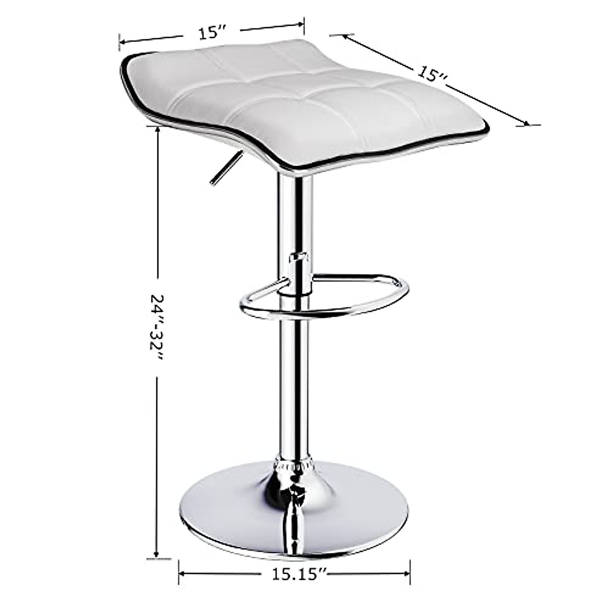 ErgoDesign Bar Stools Set of 2, Square Backless Adjustable Bar Stools, Swivel Bar Stool, Barstools Set of 2 (White)