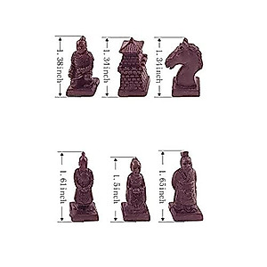 Ireav Retro Terracotta Warriors Chess Set for Kids and Adults Classic Family Board Game with Folding Wooden Chessboard 3D Resin Chess Pieces and Storage Slots (10.23×10.23 inch)