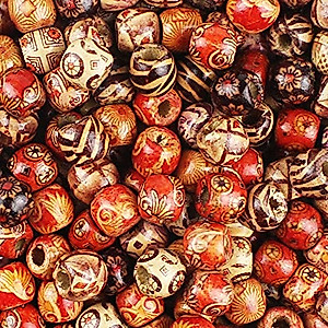 JPSOR 300pcs 12mm Painted Wooden Hair Beads, Round Loose Wood Beads Bulk for Braids, African Beads for Hair, Jewelry Making, Craft DIY, Macrame Rosary Bracelet Necklace Making