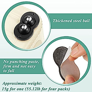 Mini Caster Wheels Appliance Wheels Self Adhesive Swivel Caster Wheels Stick on Stainless Steel Paste Small Appliance Casters Double Bead Universal Wheel for Furniture Box Mini Roller (Black,16 Pcs)